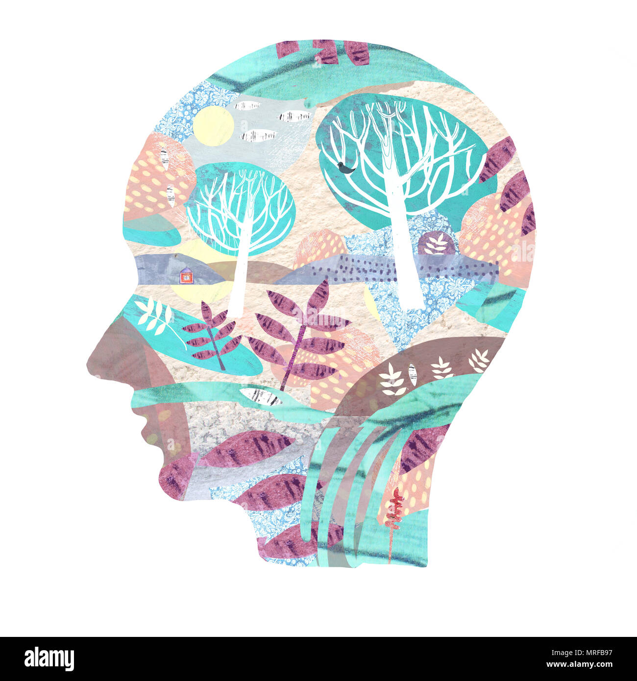 Colorful human head silhouette logo or icon. Abstract image. Creative ...