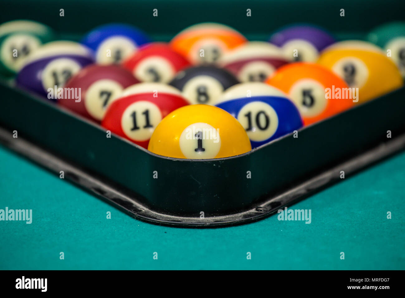 Billiard balls arranged in a triangle hi-res stock photography and ...