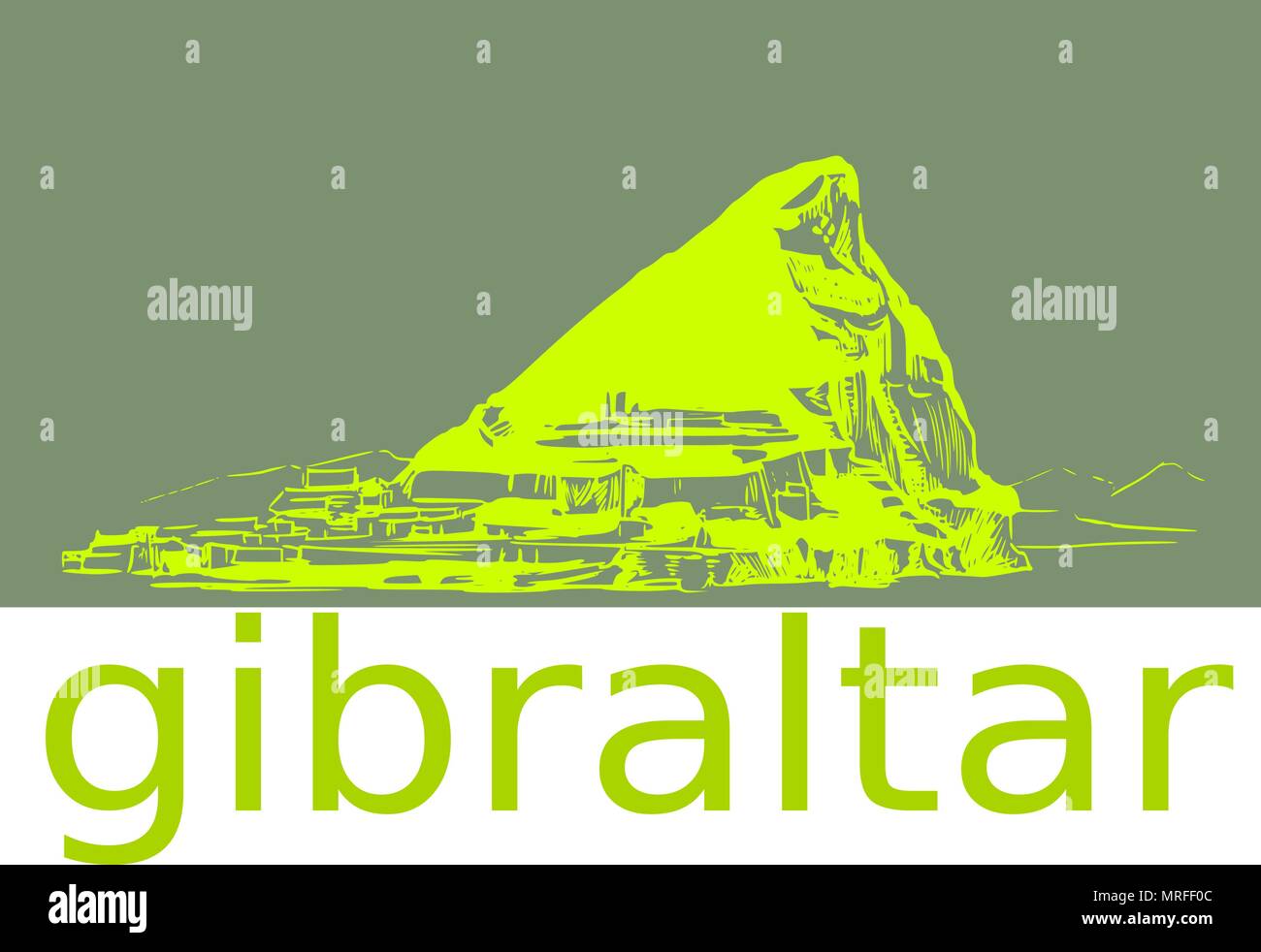 Handdrawn vector of Gibraltar. The iconic Rock of Gibraltar. Known as ...