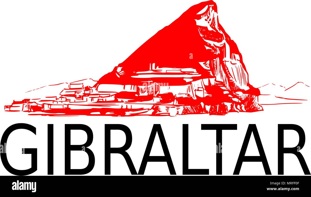 Handdrawn vector of Gibraltar. The iconic Rock of Gibraltar. Known as ...
