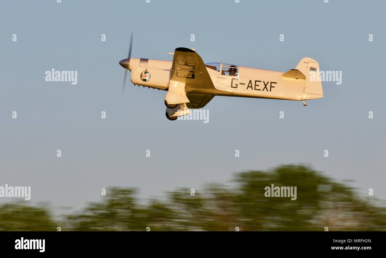 1936 Percival Mew Gull flying at Old Warden evening airshow on the 19 ...