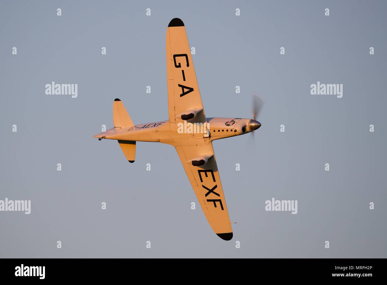 1936 Percival Mew Gull flying at Old Warden evening airshow on the 19 ...