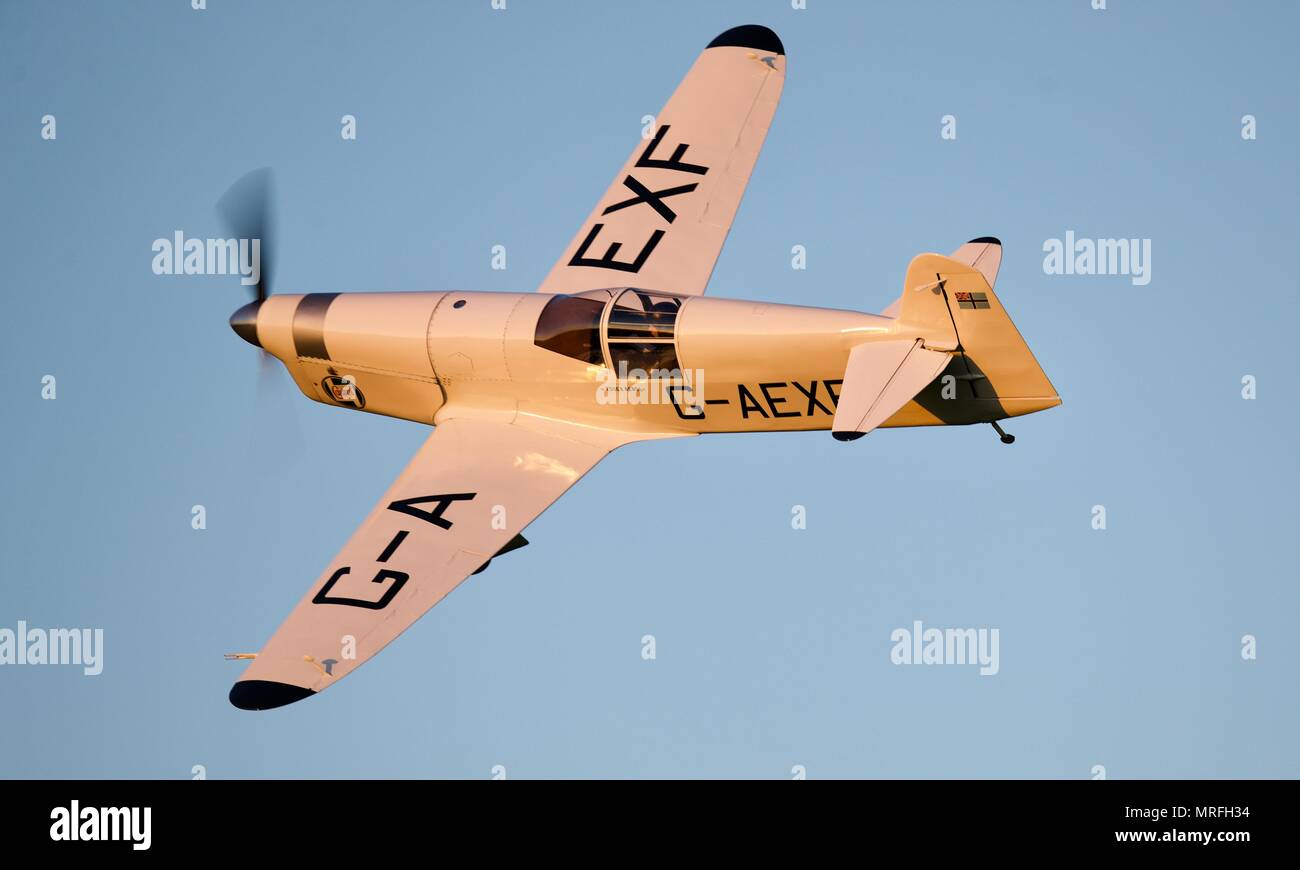 1936 Percival Mew Gull flying at Old Warden evening airshow on the 19 ...