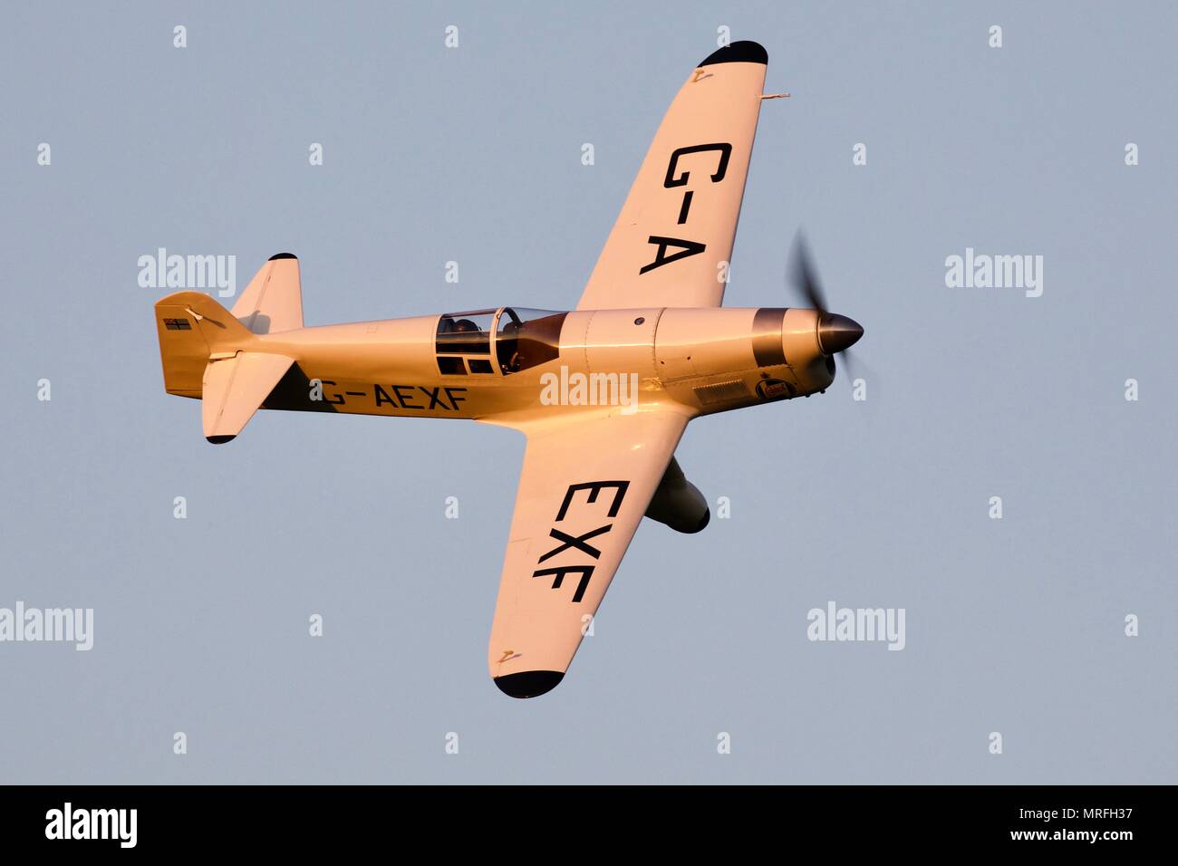 1936 Percival Mew Gull flying at Old Warden evening airshow on the 19 ...