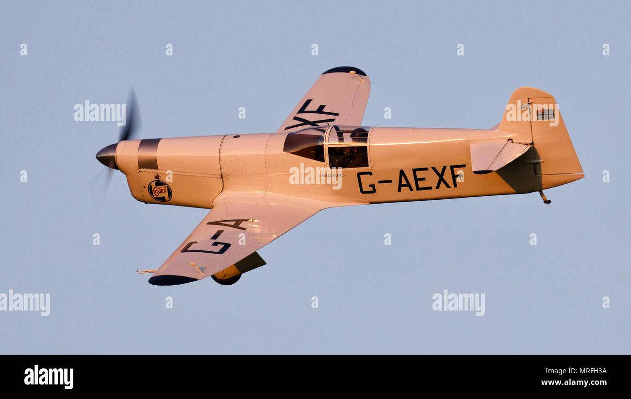 1936 Percival Mew Gull flying at Old Warden evening airshow on the 19 ...