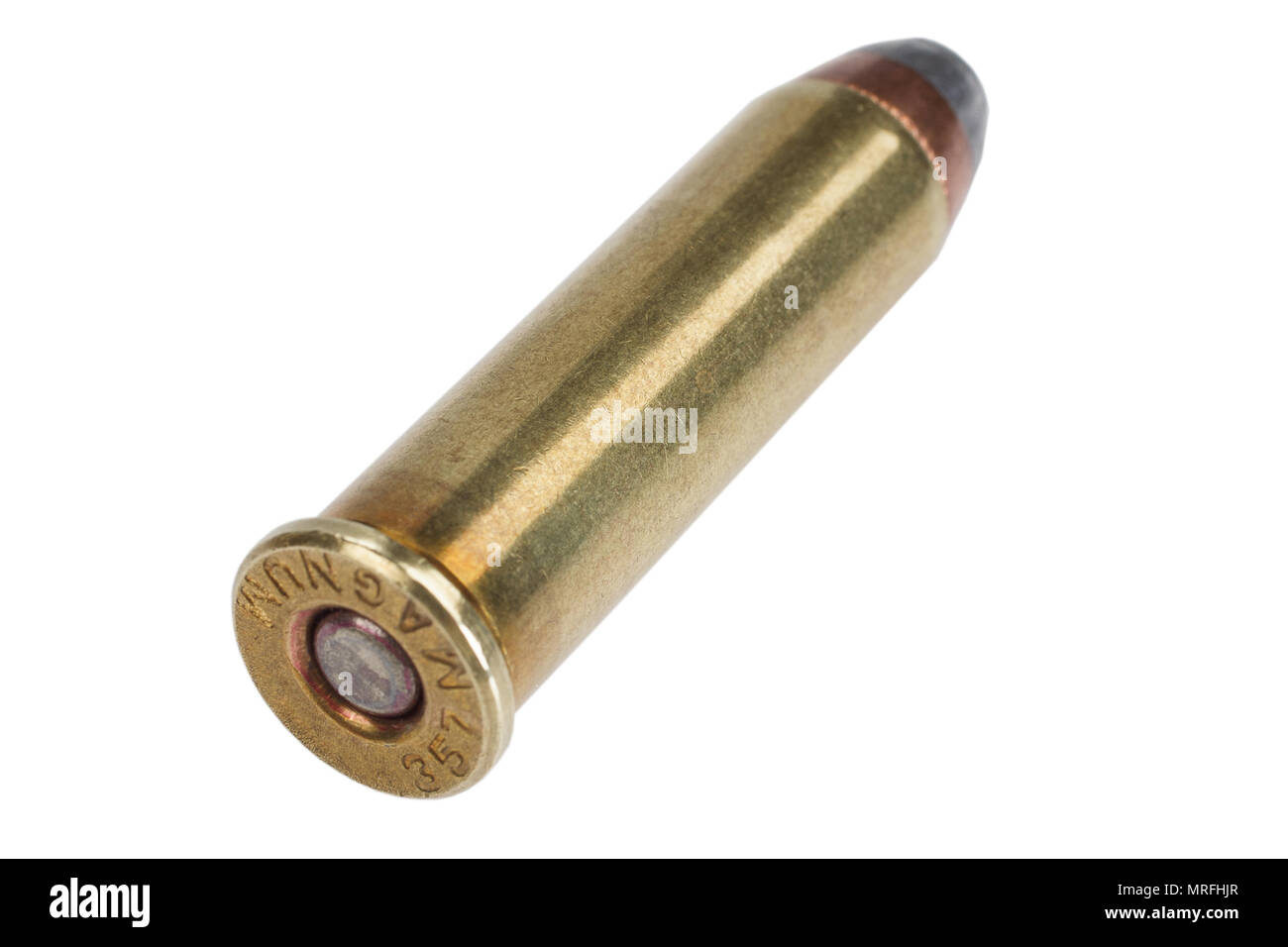 The .357 magnum revolver cartridge isolated on white Stock Photo - Alamy