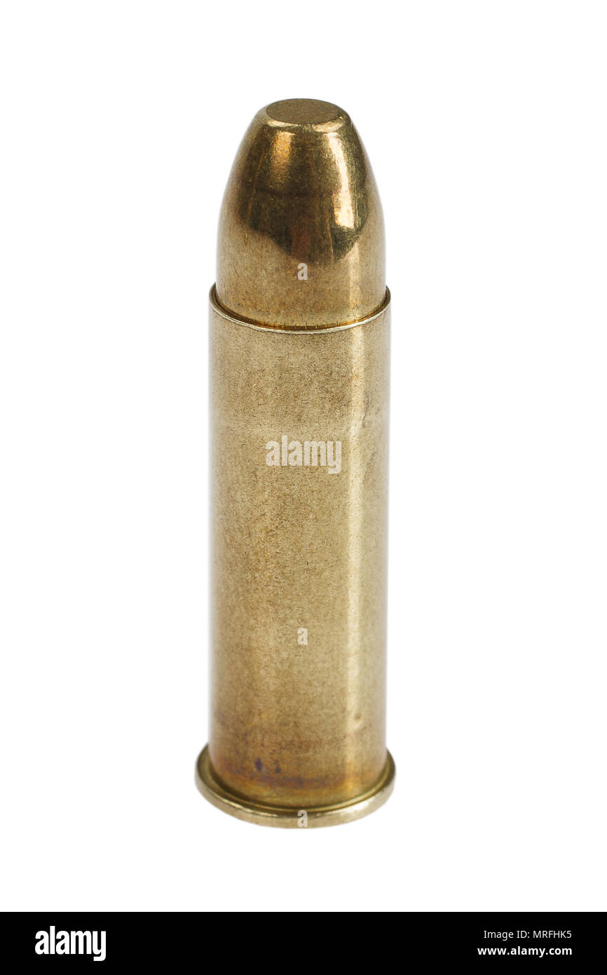 8mm revolver cartridge isolated on white Stock Photo - Alamy