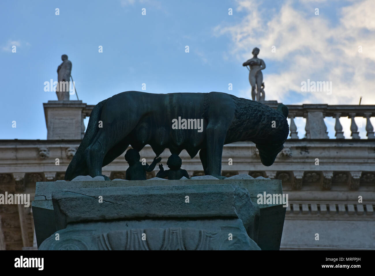 Rome. Statues and details of Piazza of Campidoglio Stock Photo - Alamy