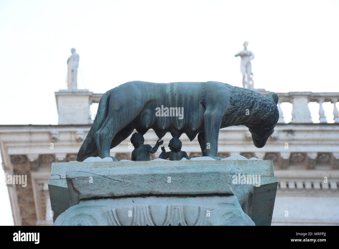 Rome. Statues and details of Piazza of Campidoglio Stock Photo - Alamy