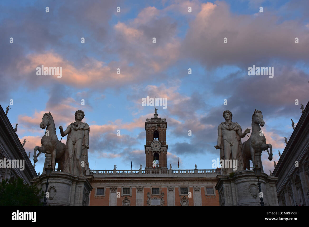 Rome. Statues and details of Piazza of Campidoglio Stock Photo - Alamy
