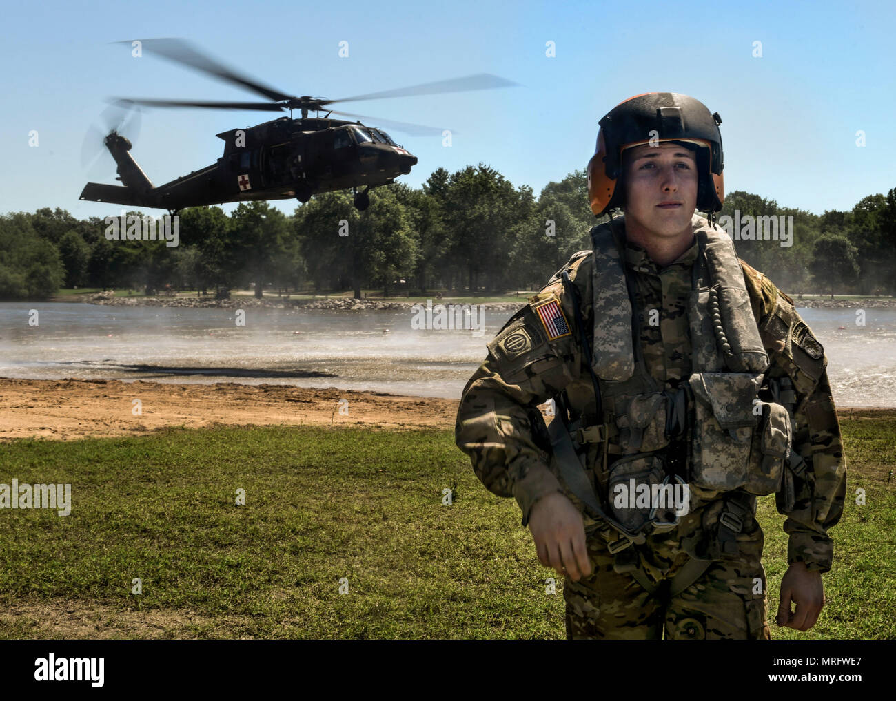 A U.S. Army member of the 6-101st Aviation Regiment from Fort Campbell ...