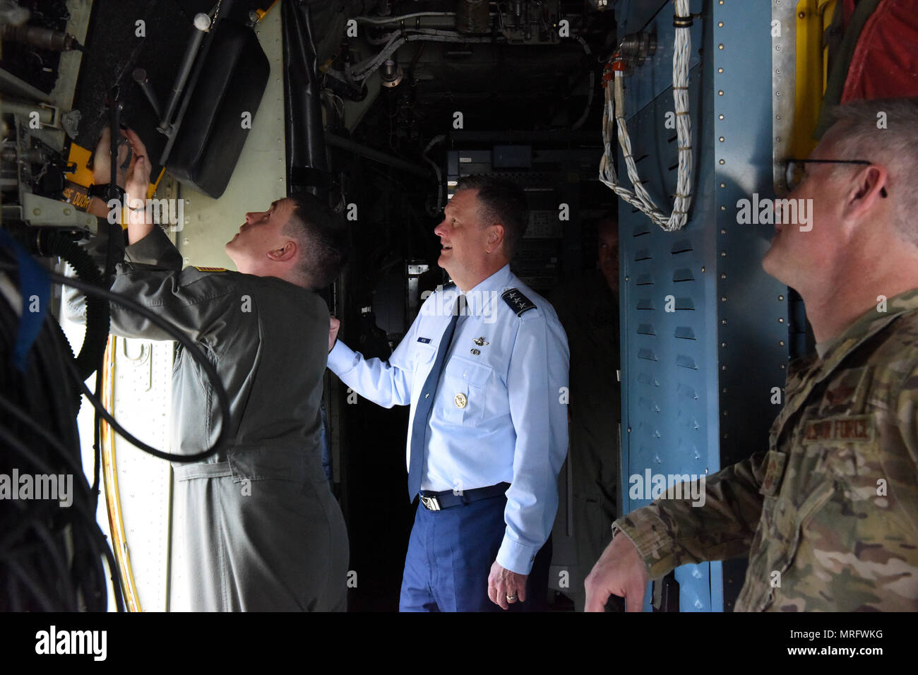 U.S. Air Force Lt. Gen. Brad Webb (center), commander of Air Force ...