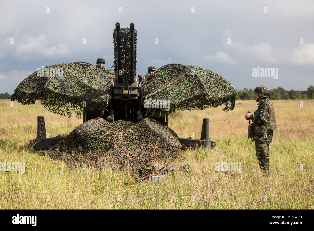 Battle Group Poland Romanian soldiers set up and test their Oerlikon ...