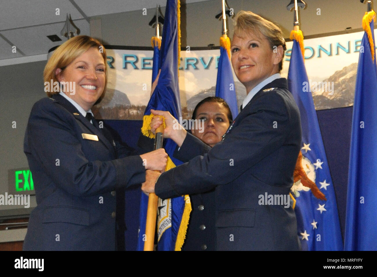 Col. Carolyn Stickell (right) relinquishes her command of the ...