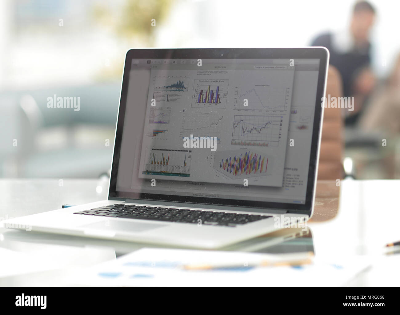 monitors on the desktop in a modern office.business background Stock ...
