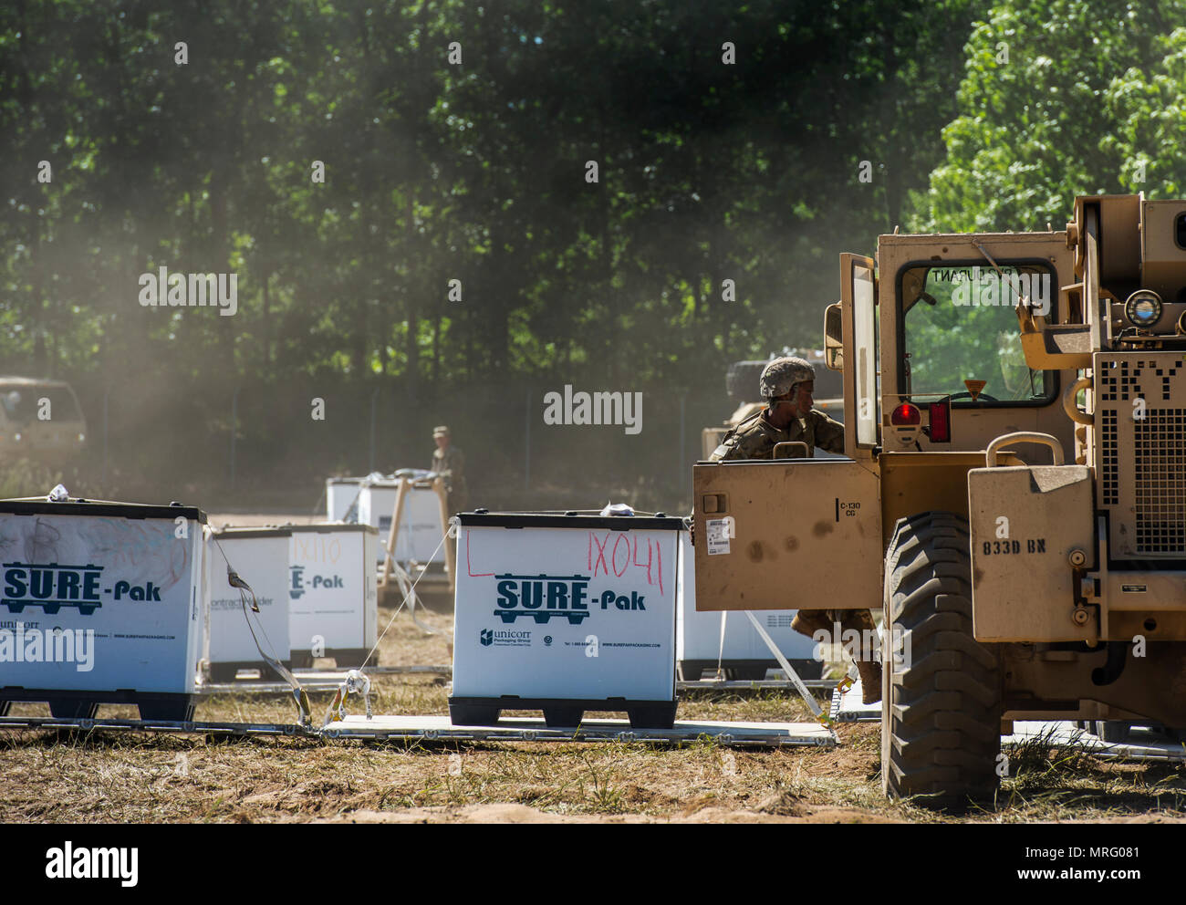 U.S. Army Pfc. Keviron Durant, 688th Rapid Port Opening Element, cargo ...