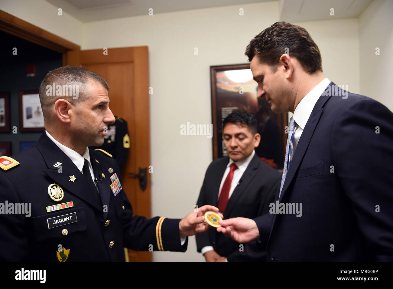 U.S. Army Reserve Lt. Col. Daniel Jaquint, left, Chief of Staff, 85th ...
