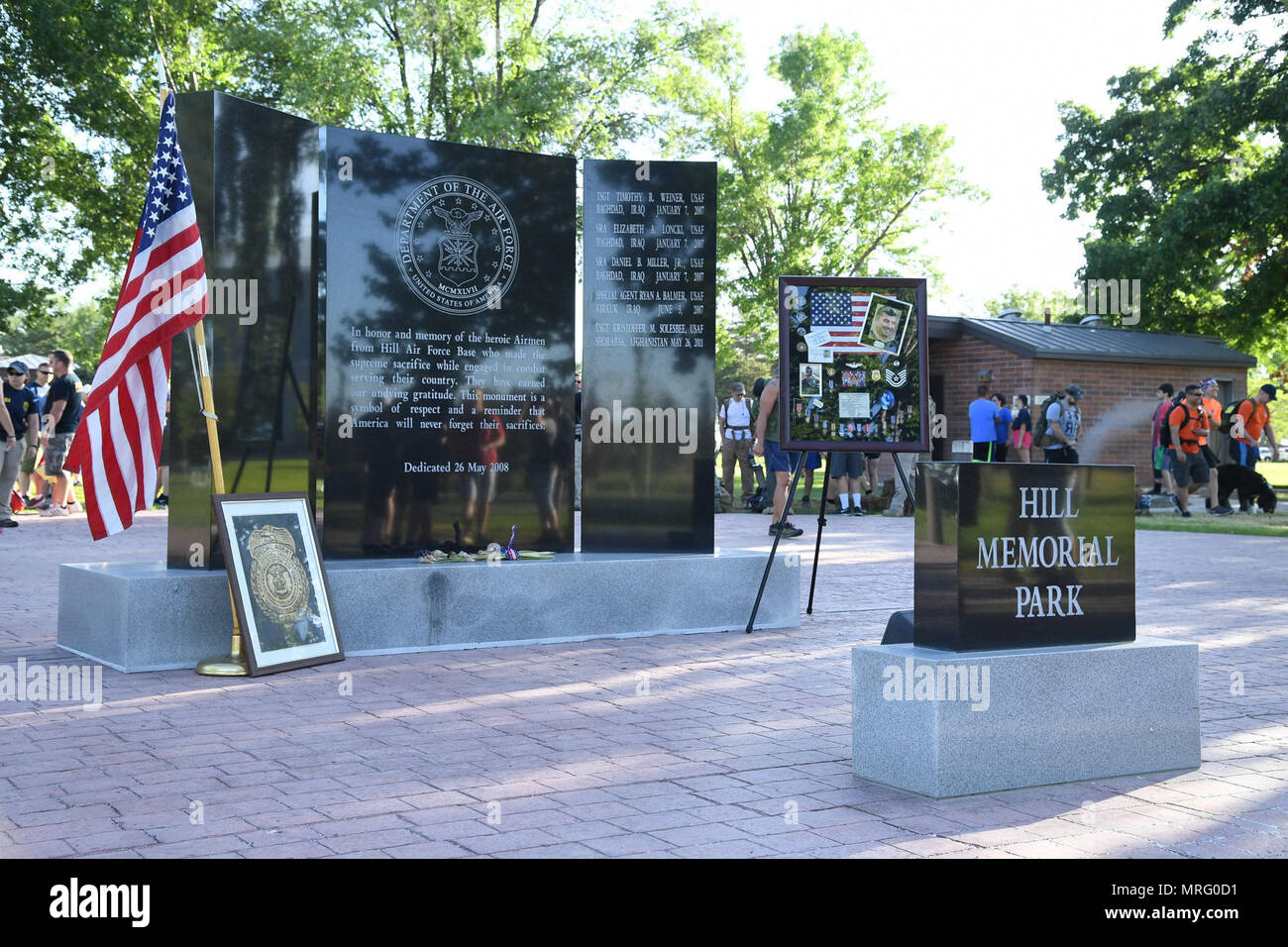 A monument to Airmen killed in action stands in Hill Air Force Base’s ...
