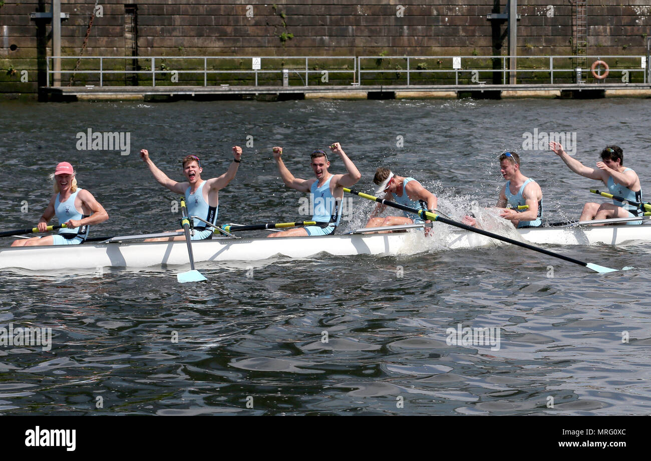 The crew of the men's eight from the University of Edinburgh celebrate ...