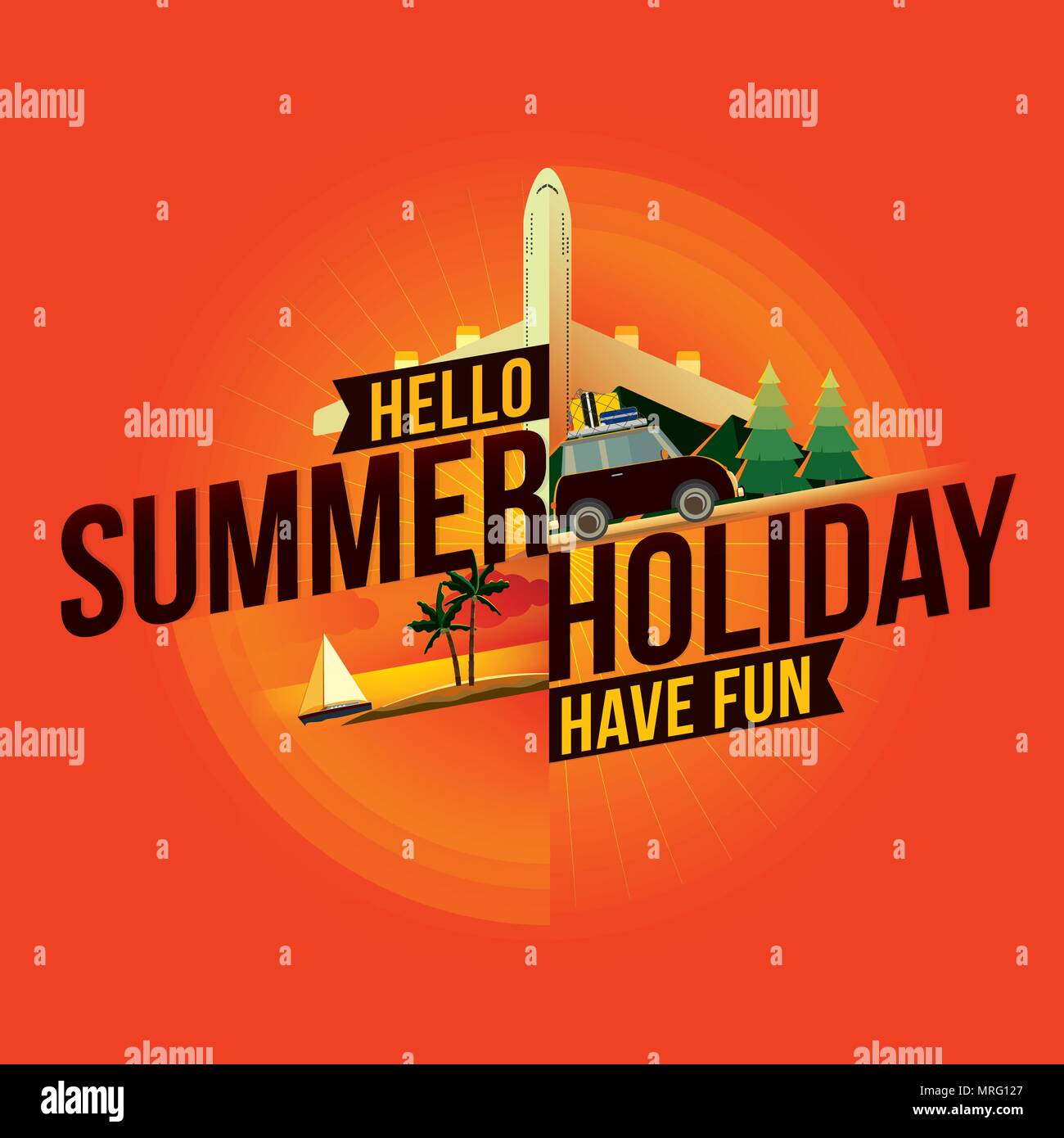 Summer holiday with sunset time background. Vector illustration Stock ...