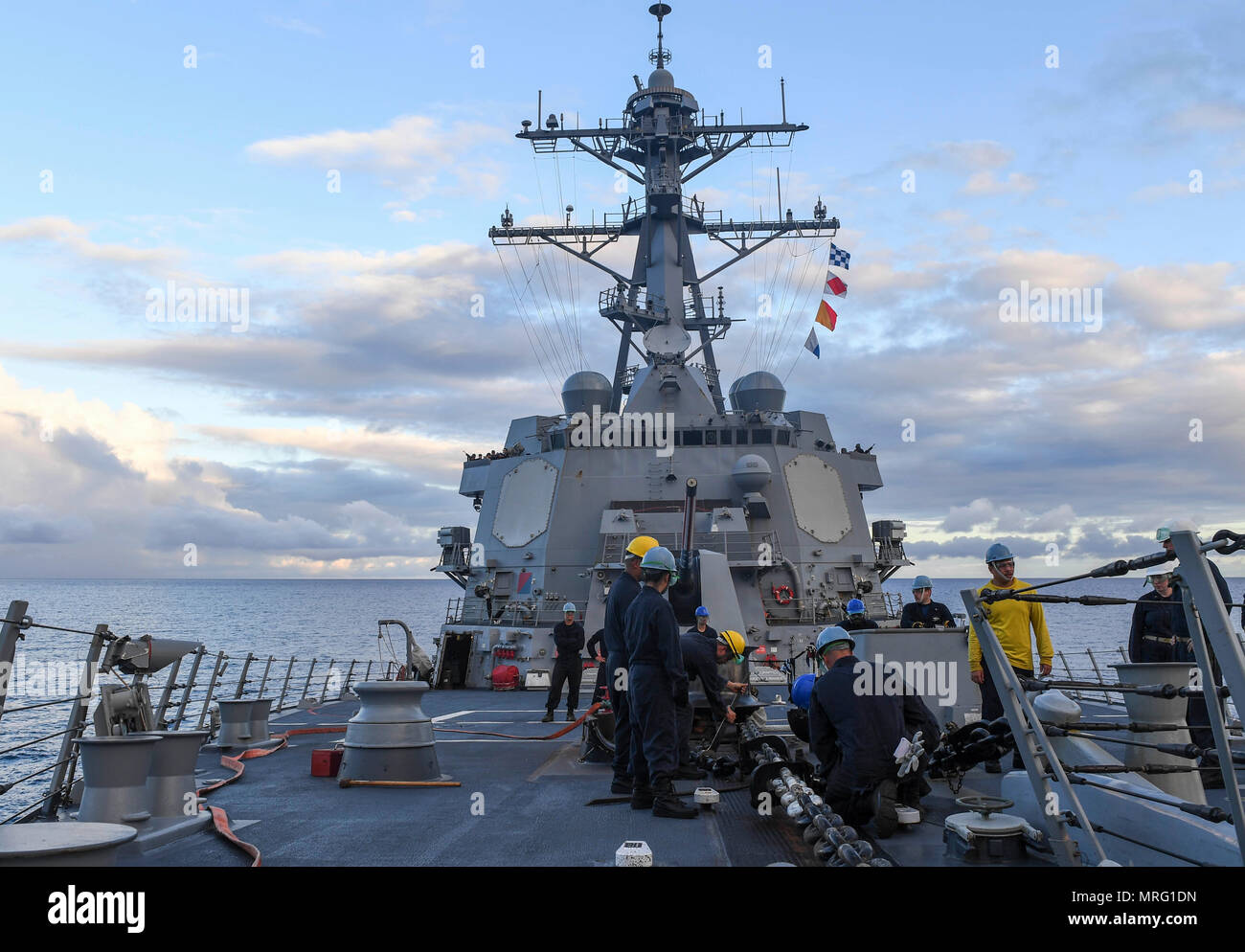 170611-N-RM689-459 WESTERN PACIFIC (June 11, 2017) Sailors place the ...