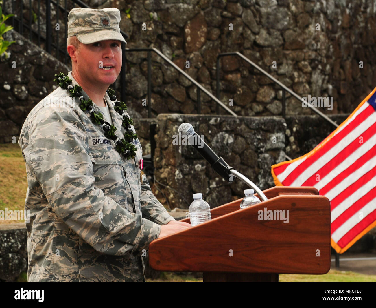 Maj. Robert F. Shumaker, Detachment 3 outgoing commander, thanks the ...