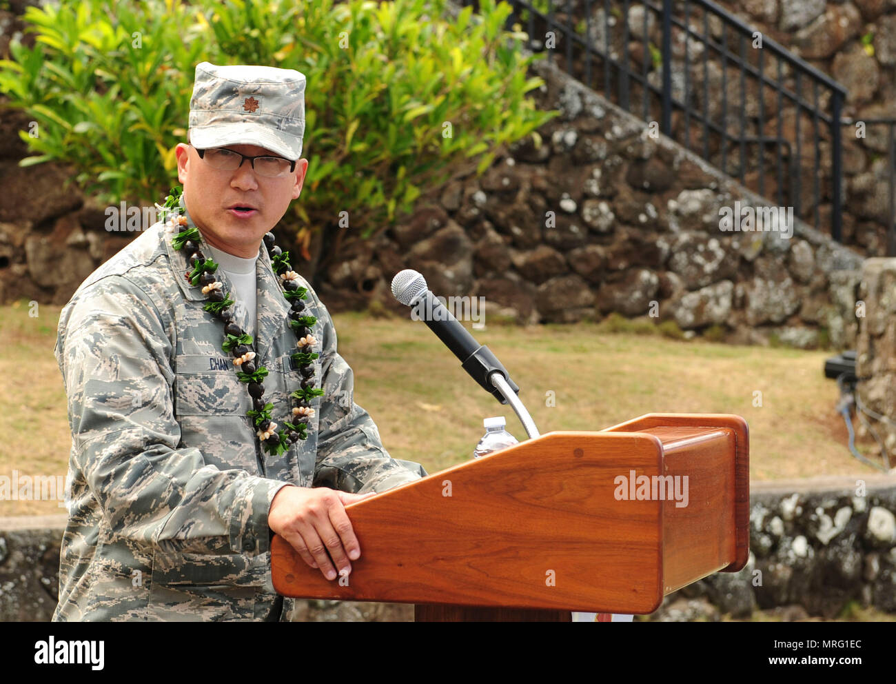 Maj. Edmond Chan, Detachment 3 commander, speaks to his unit during the ...