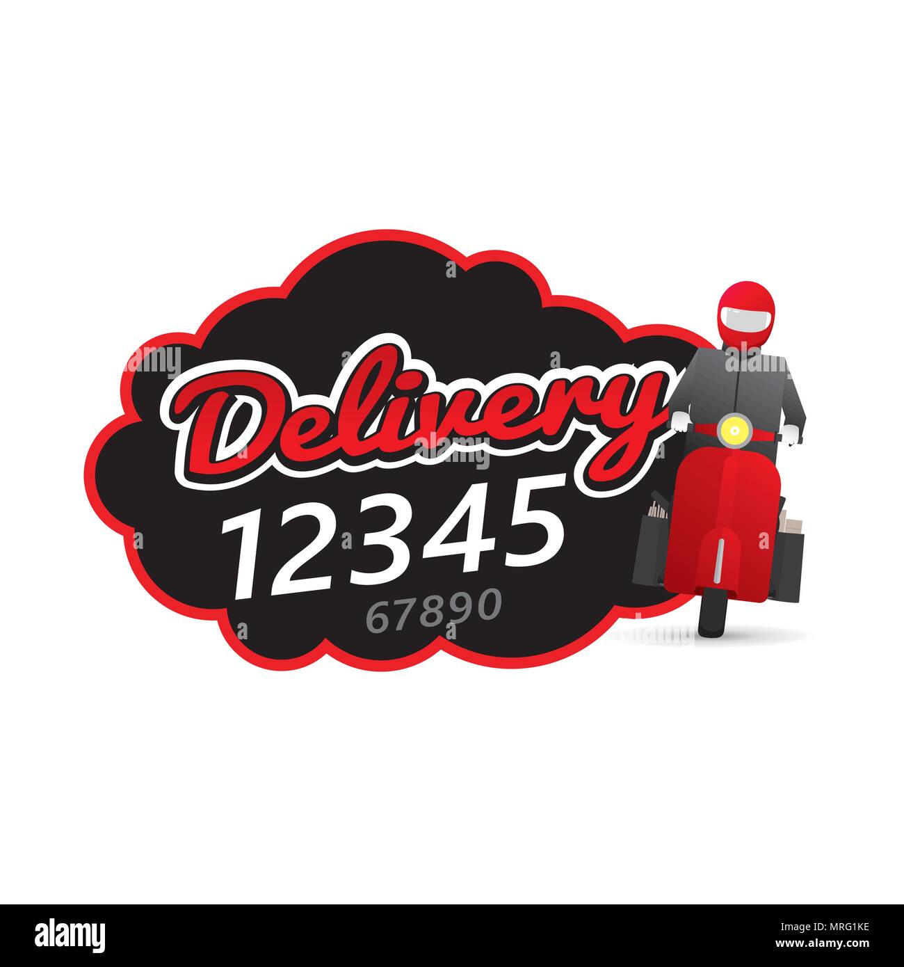 Delivery man courier service with call number icon. Vector illustration ...