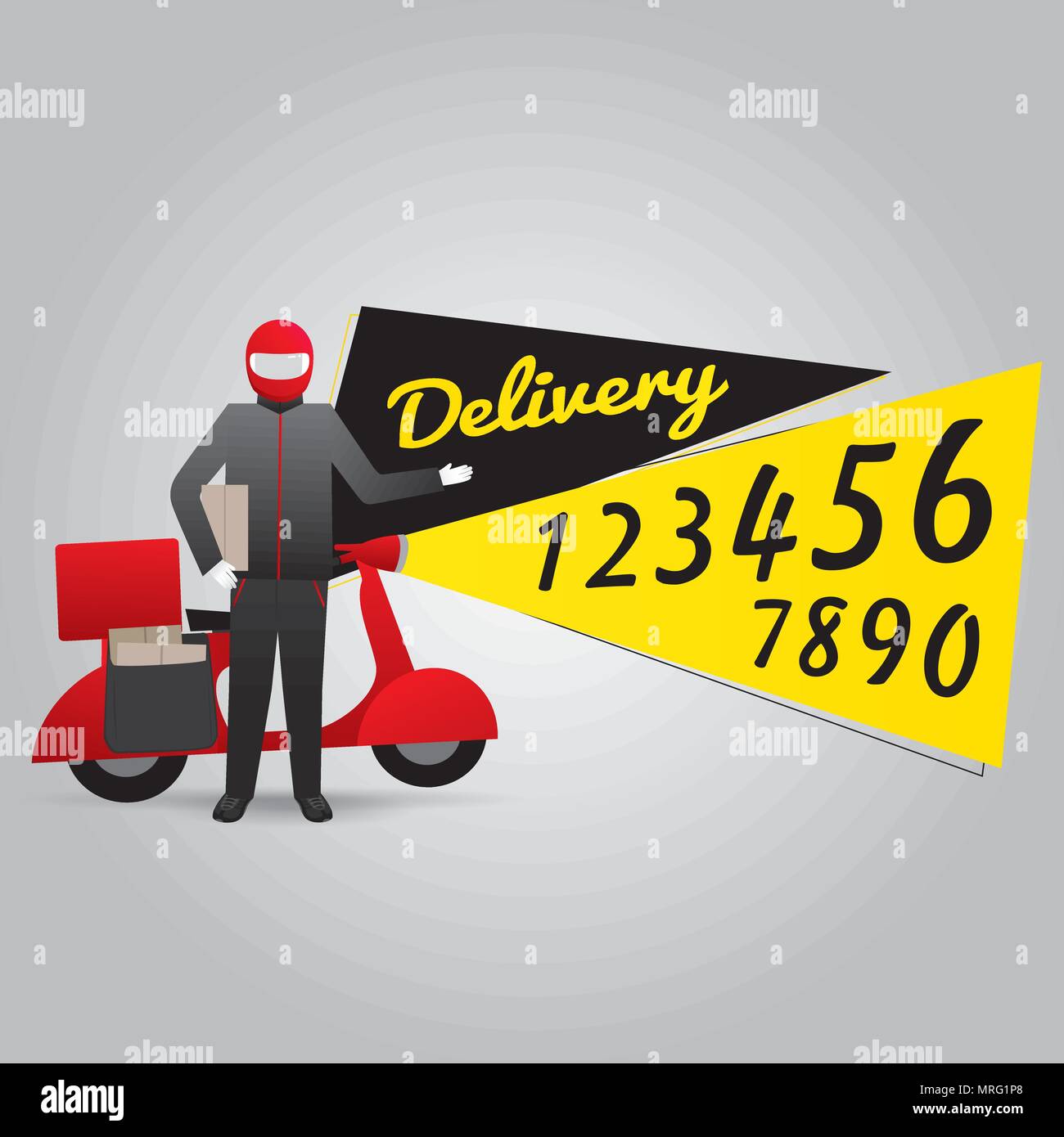 Delivery man courier service with call number icon. Vector illustration ...