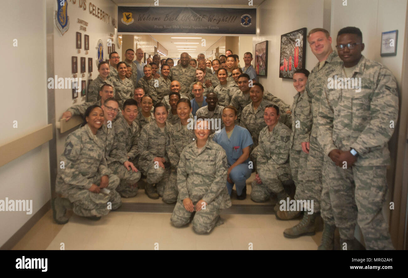 Chief Master Sgt. of the Air Force Kaleth O. Wright takes a group photo ...
