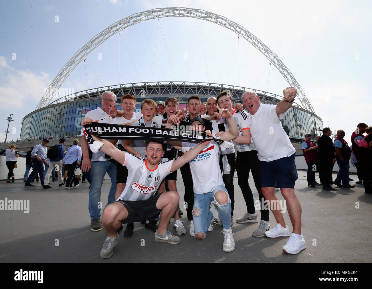 Fulham fans pose on Wembley Way during the Sky Bet Championship Final ...