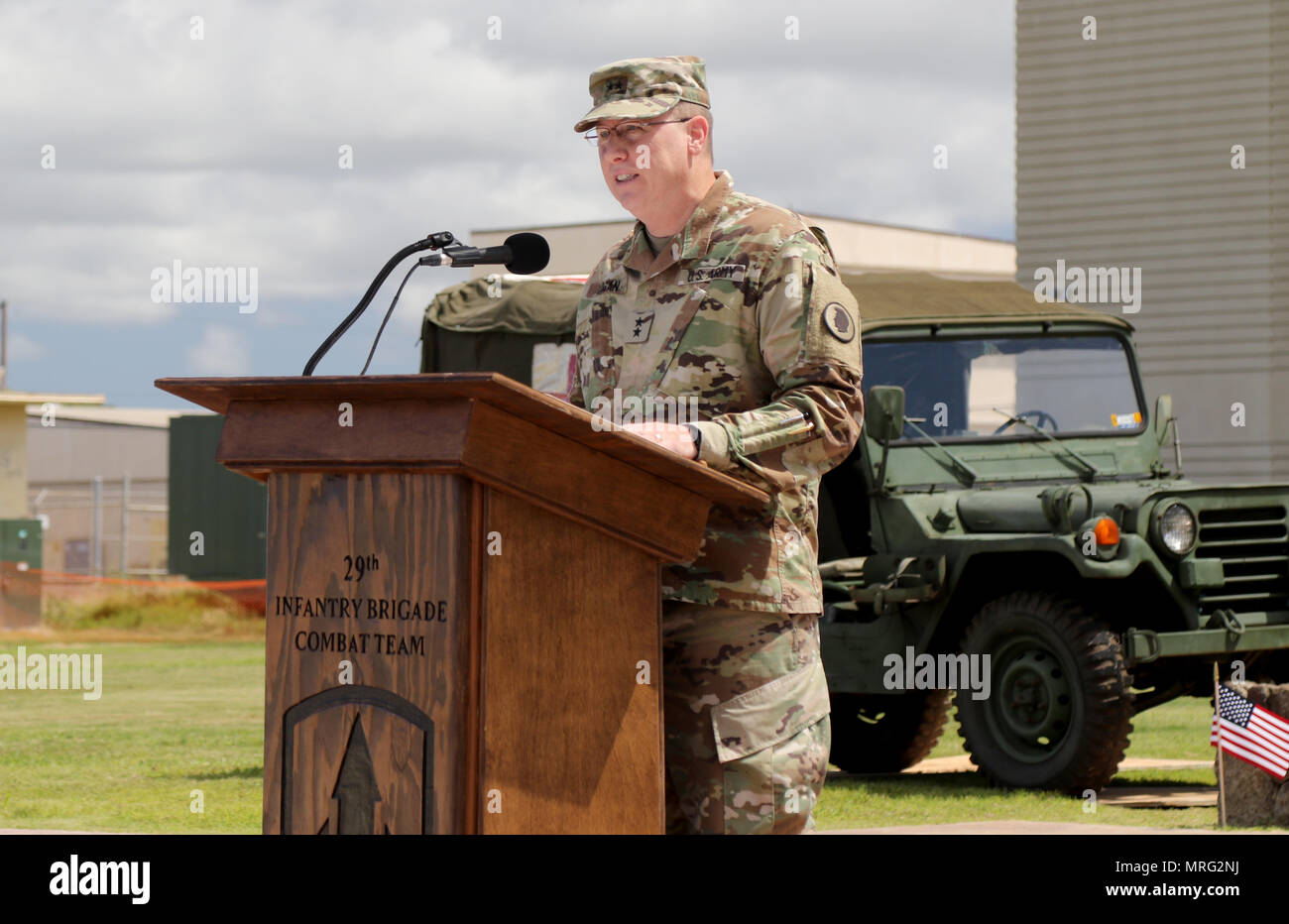 Maj. Gen. Arthur J. Logan addresses guests during a Memorial Day ...