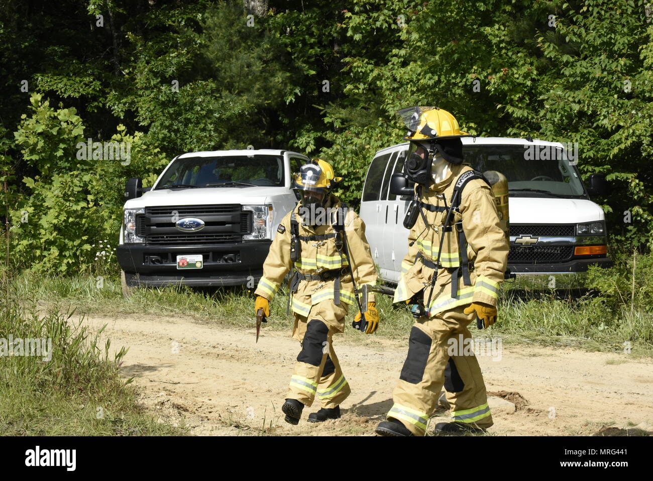 Two members of the North Carolina Air National Guard firefighting team ...
