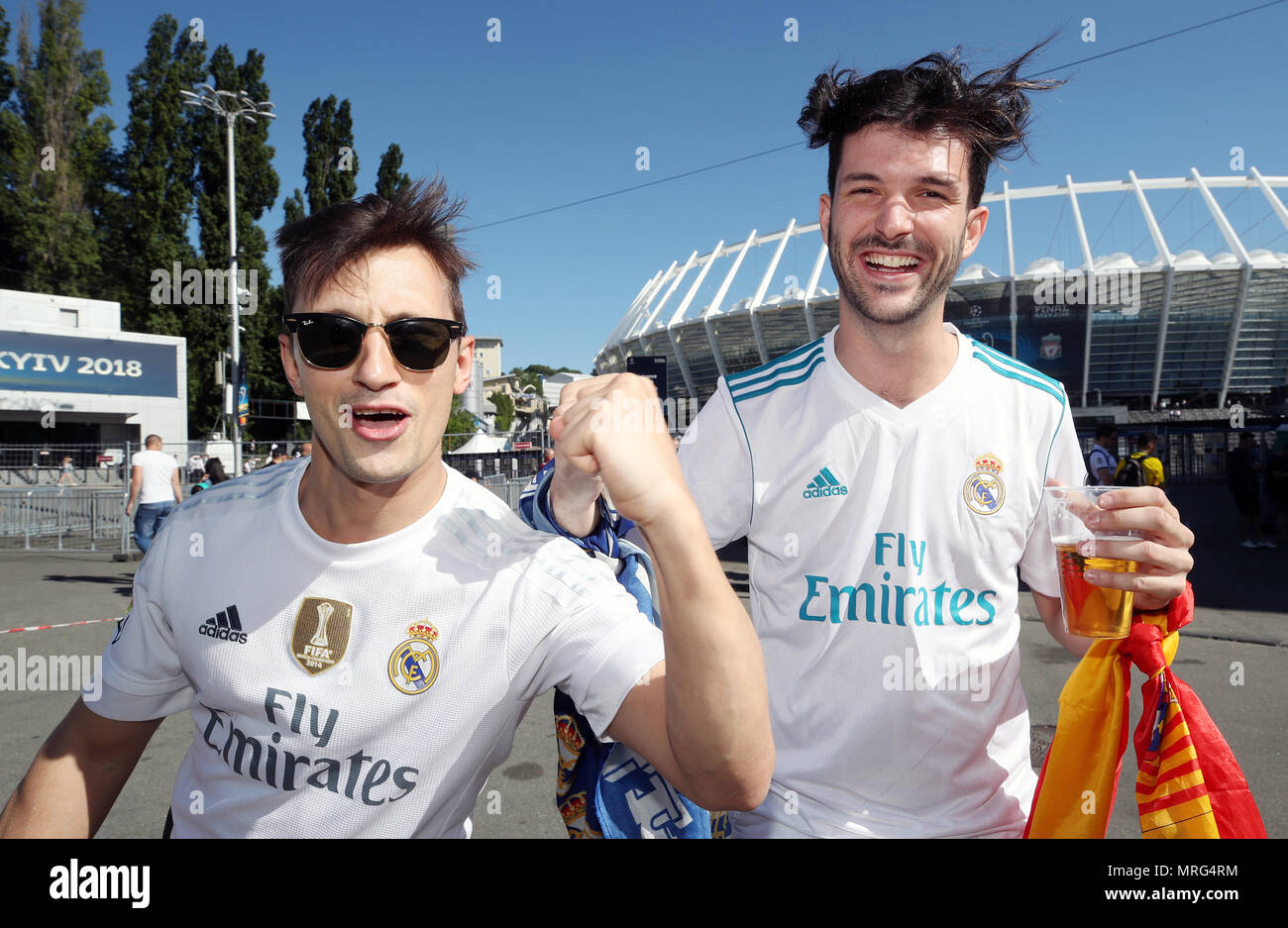 Real Madrid fans outside the stadium during the UEFA Champions League ...