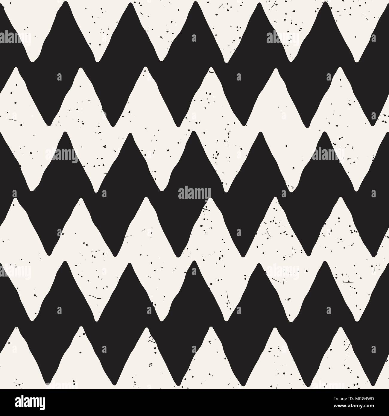 Hand drawn style abstract seamless pattern in black and white. Retro ...