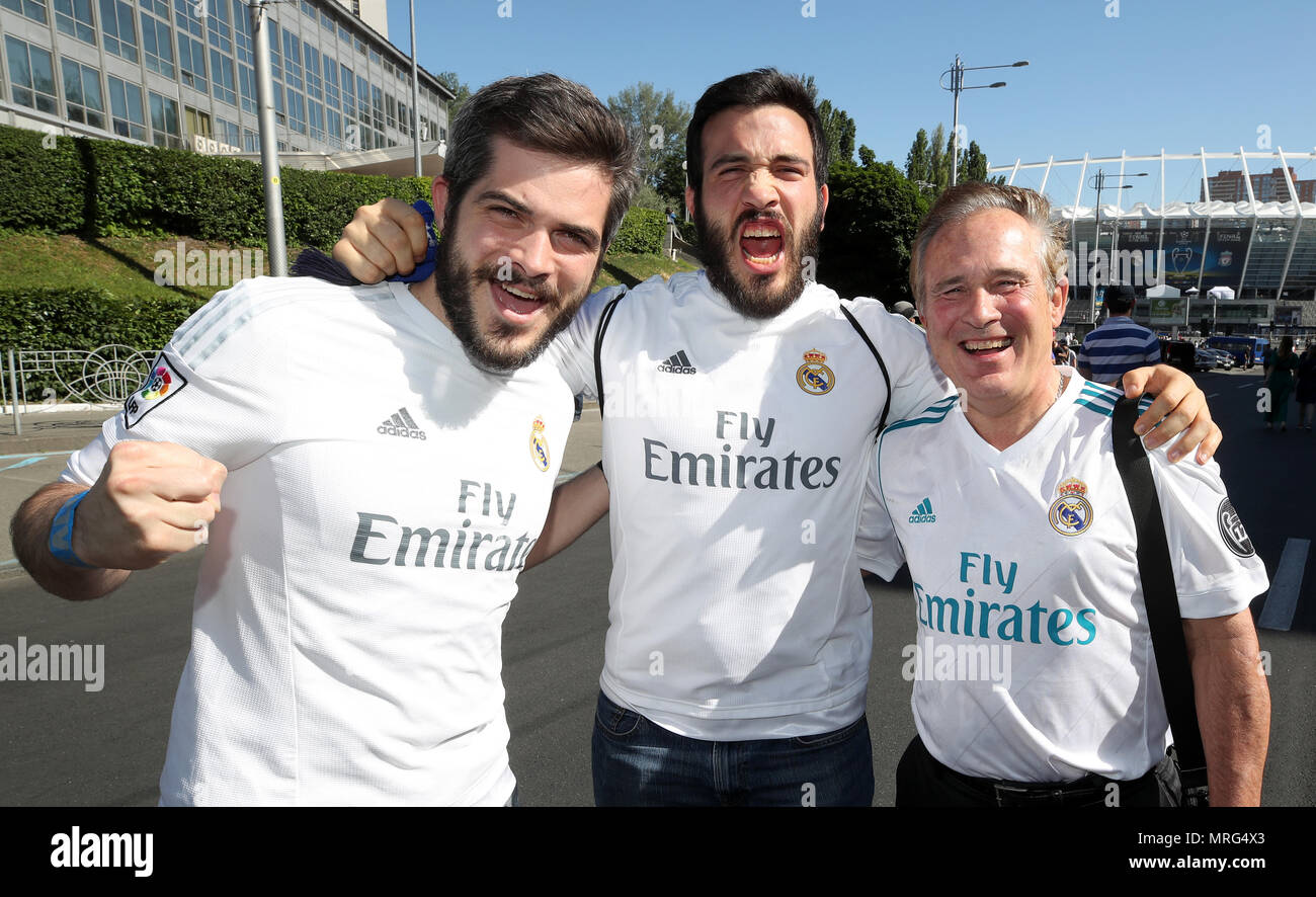 Real Madrid fans outside the stadium during the UEFA Champions League ...
