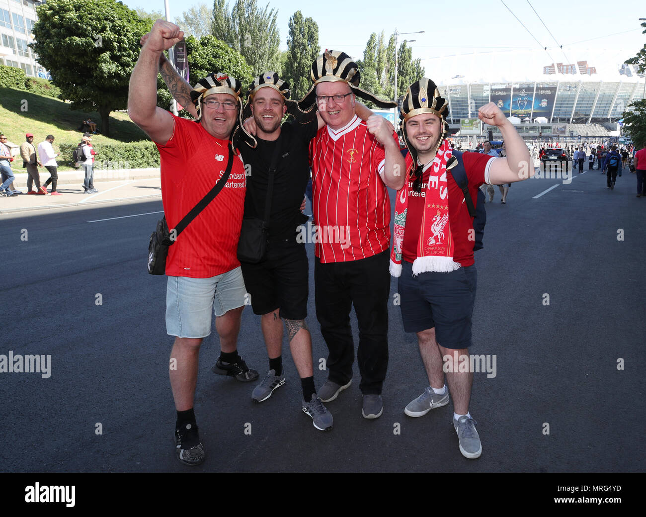 Liverpool fans outside the stadium during the UEFA Champions League ...