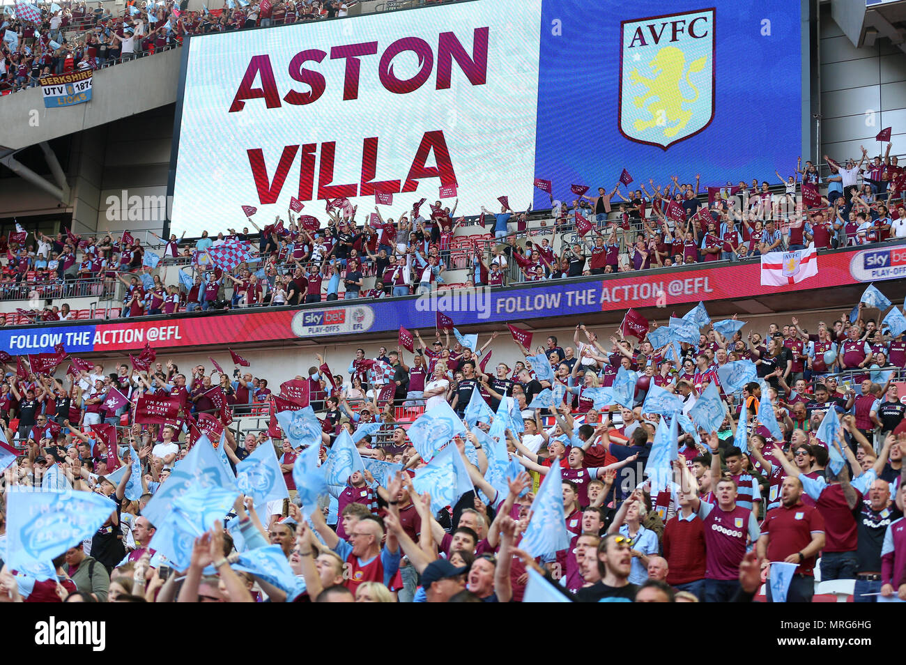 Aston Villa fans in the stands show their support during the Sky Bet ...