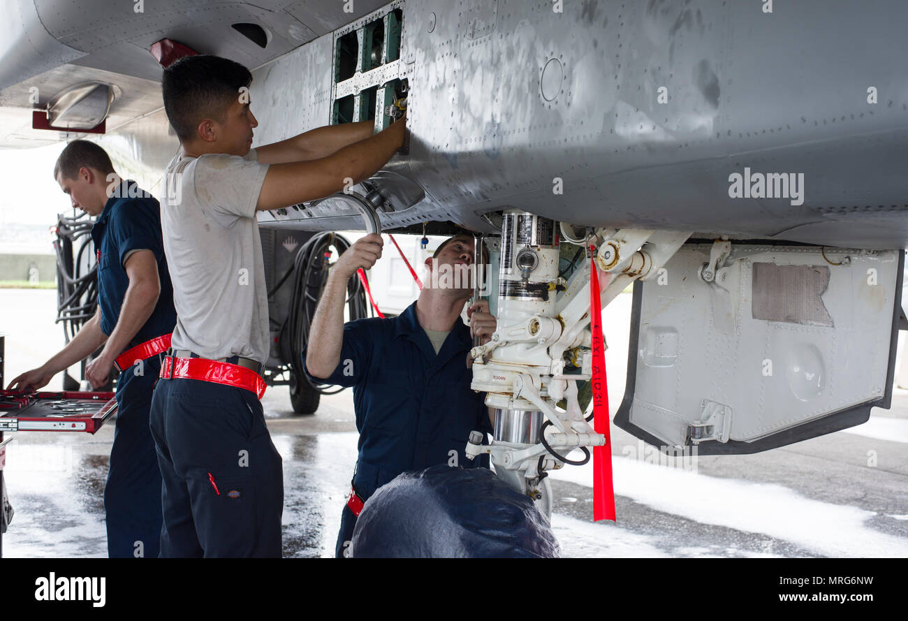 U.S. Air Force 67th Aircraft Maintenance Unit F-15 Eagle crew chiefs ...