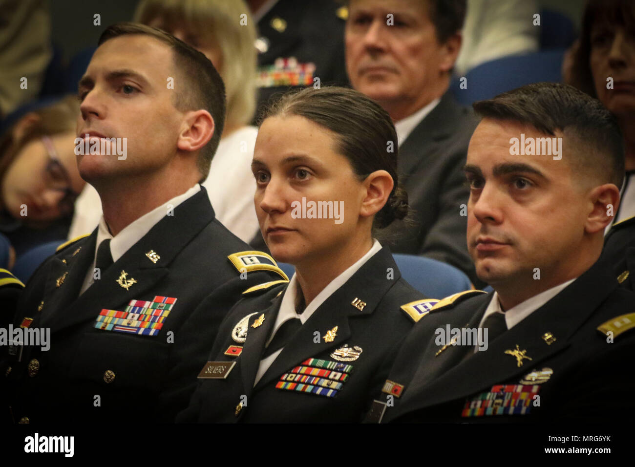 Capt. Amanda Silvers (center), officer-in-charge of mobilization, 335th ...