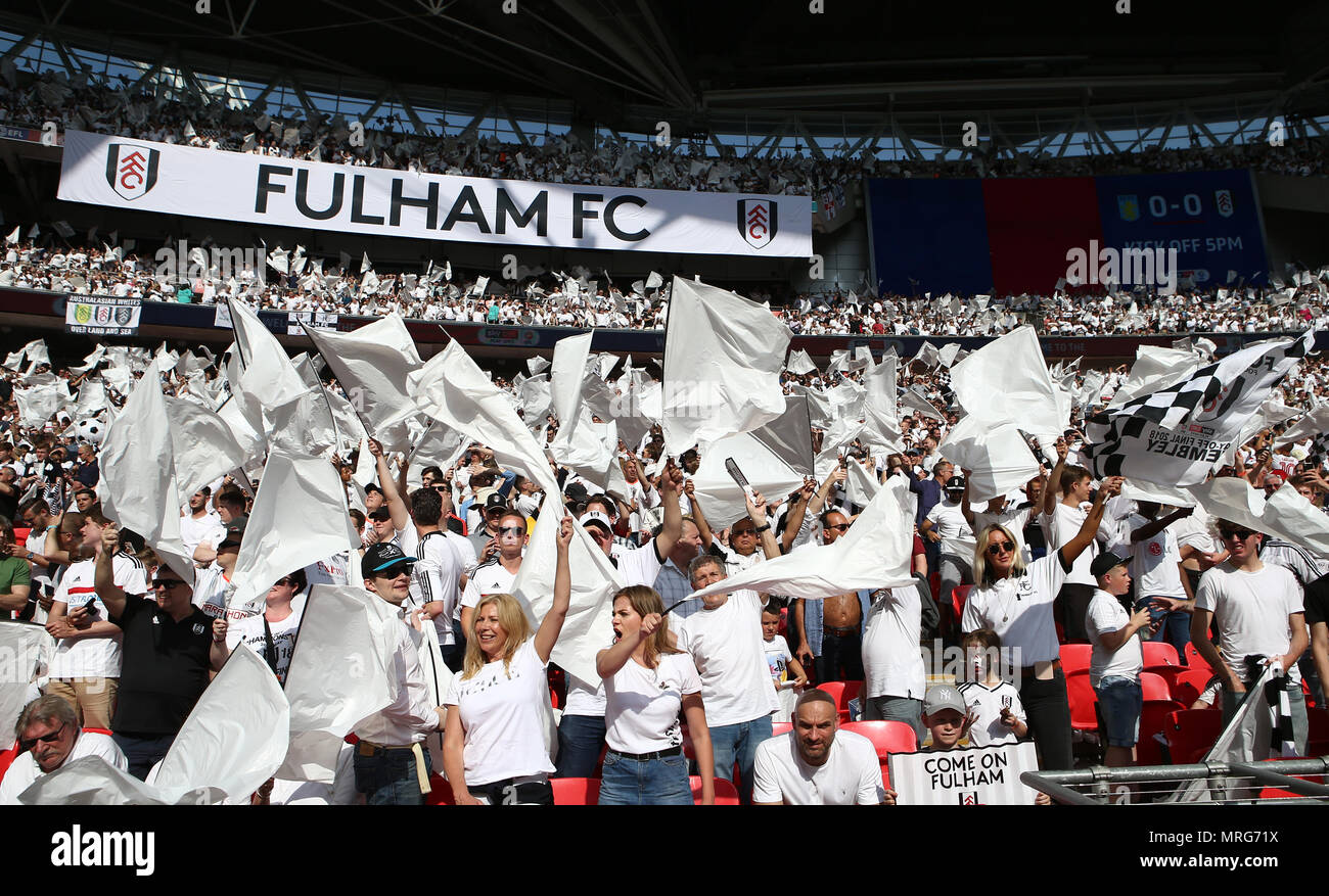 Fulham fans in the stands show their support during the Sky Bet ...