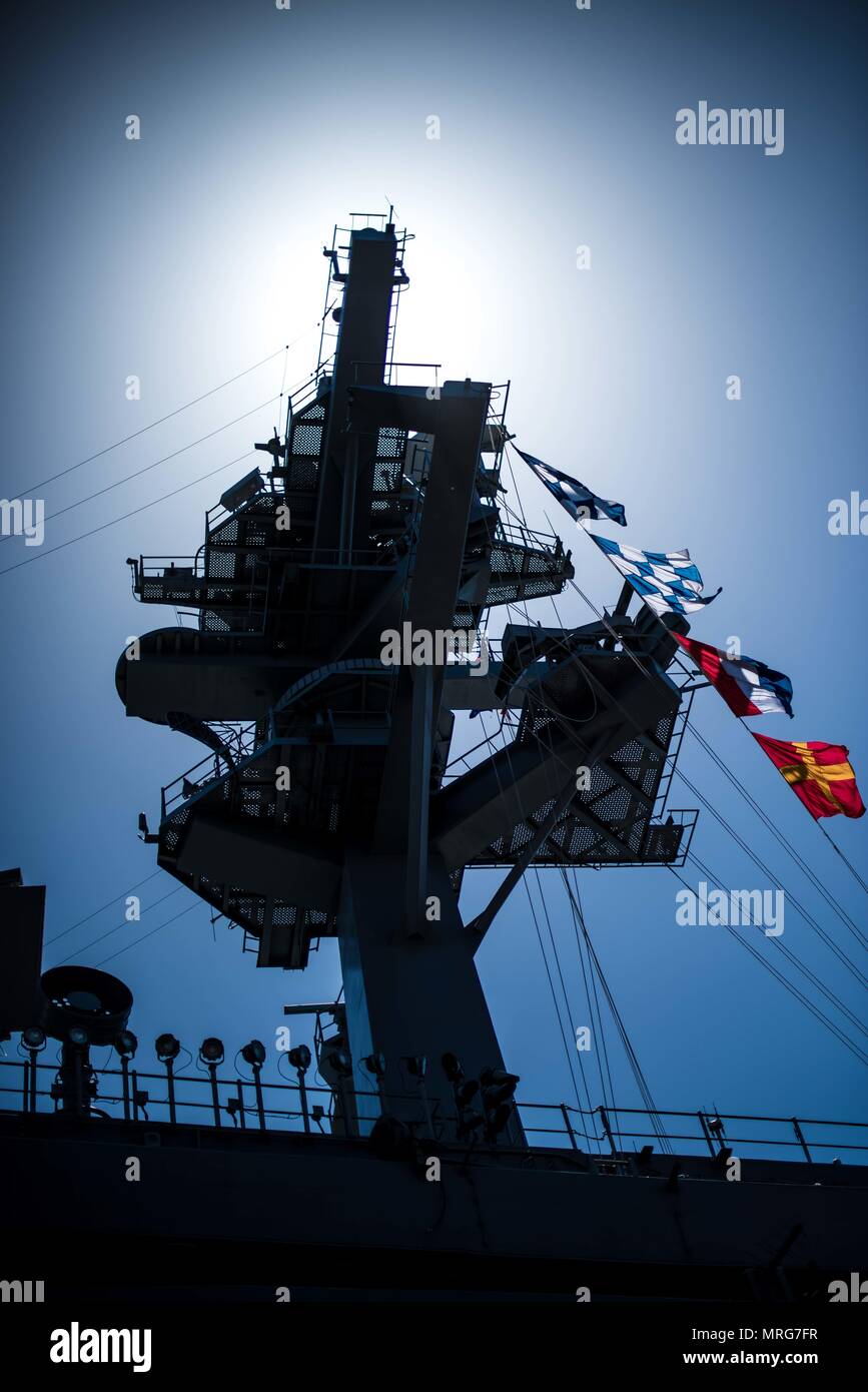 170613-N-TV230-147 PACIFIC OCEAN (June 13, 2017) Flags fly from the ...