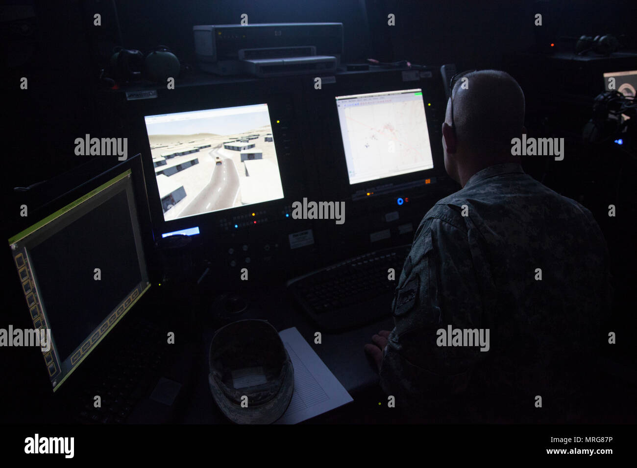 Staff Sgt. Mario Volmer of the South Dakota Training Center operates a ...