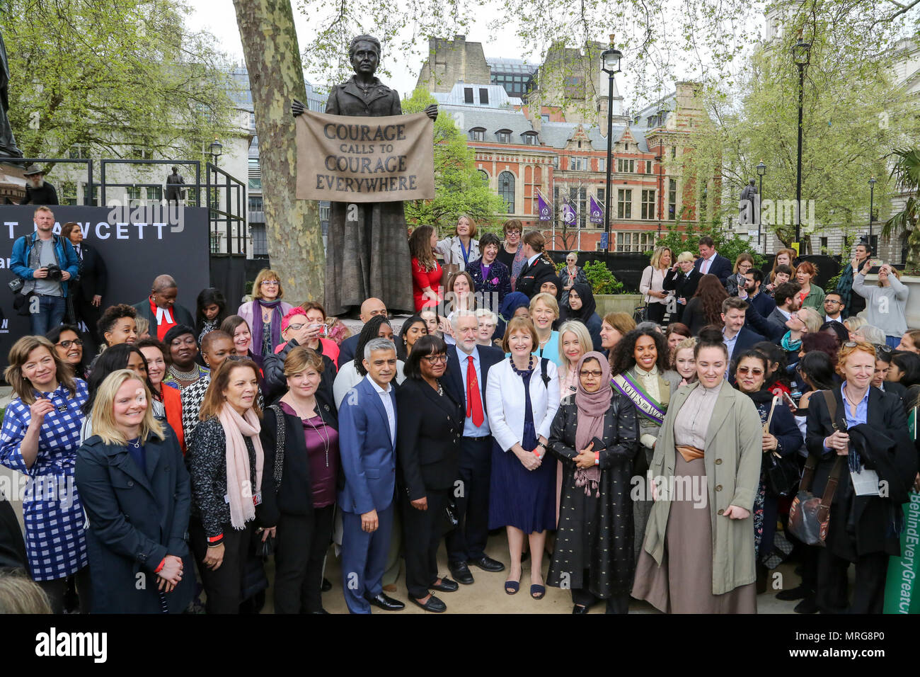 The statue of suffragist leader Millicent Fawcet is unveiled in ...