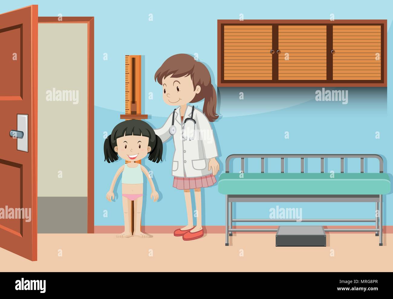 Doctor measure height girl hi-res stock photography and images - Alamy