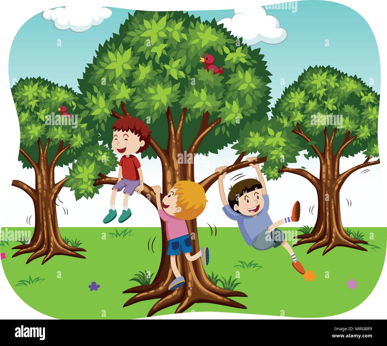 Boys in nature Stock Vector Images - Alamy
