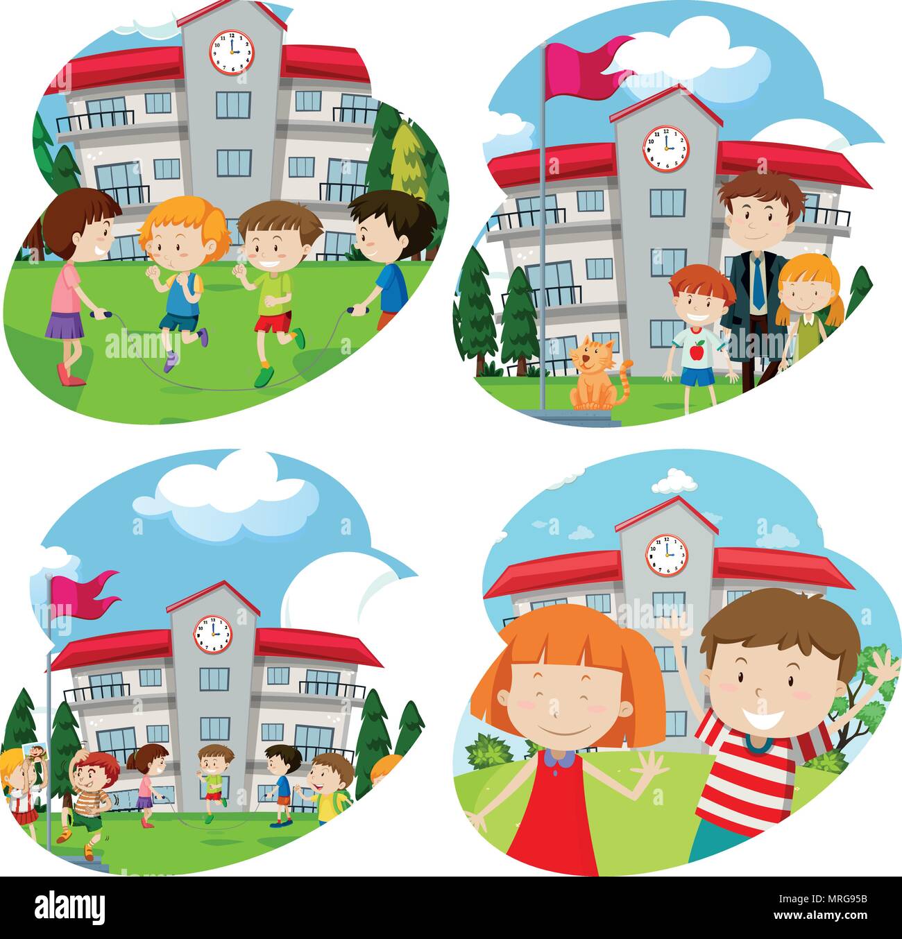 Students Activity at the School illustration Stock Vector Image & Art ...