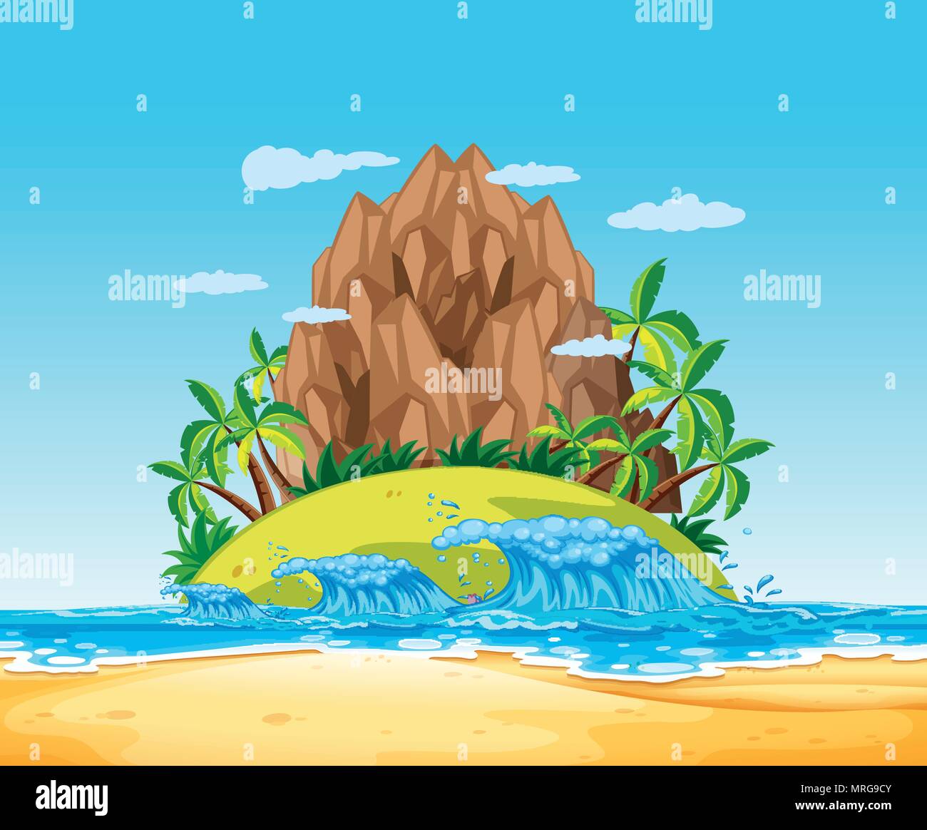 A Tropical Island and Wave illustration Stock Vector Image & Art - Alamy