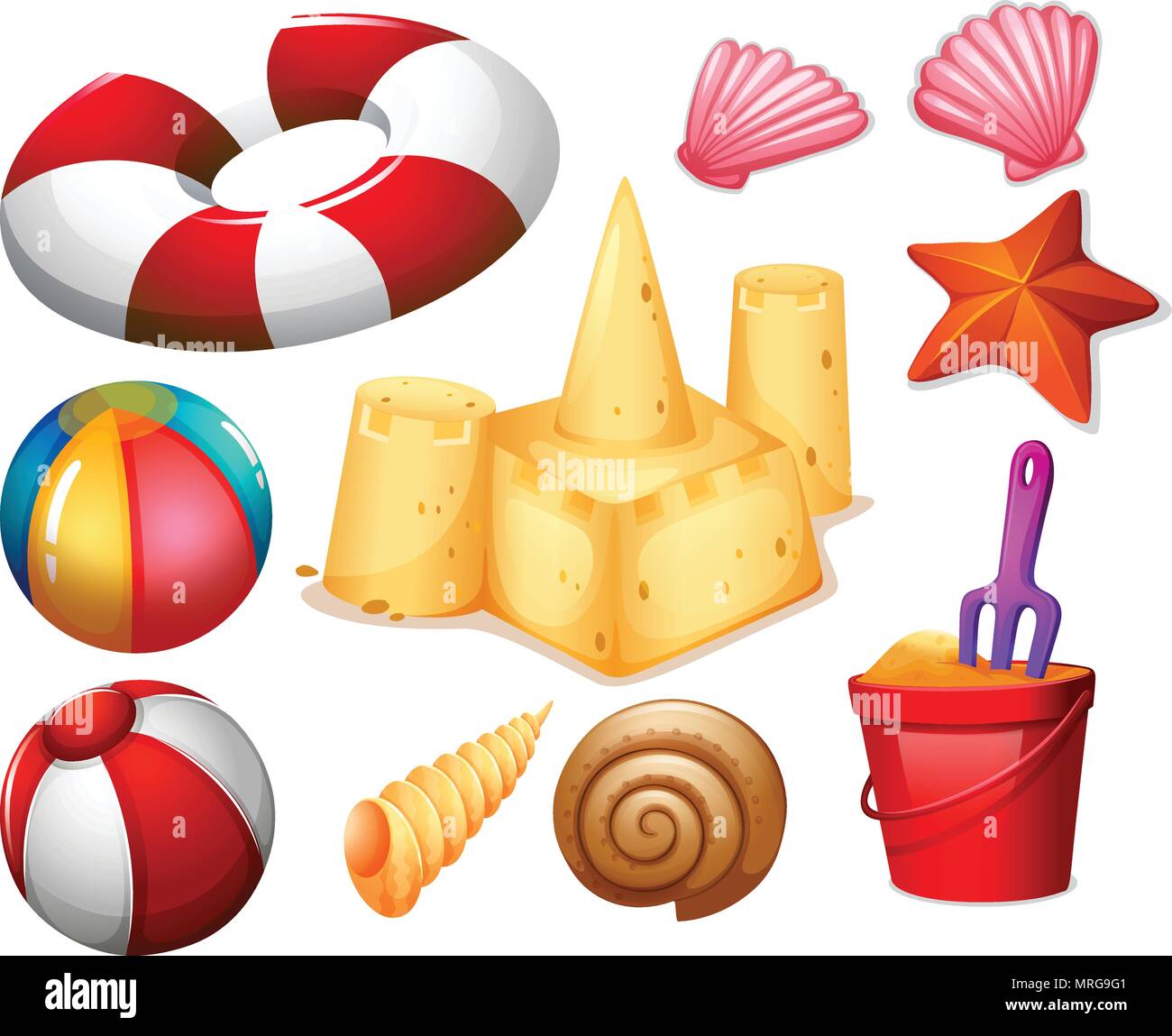 A Summer Beach Element on White Background illustration Stock Vector ...