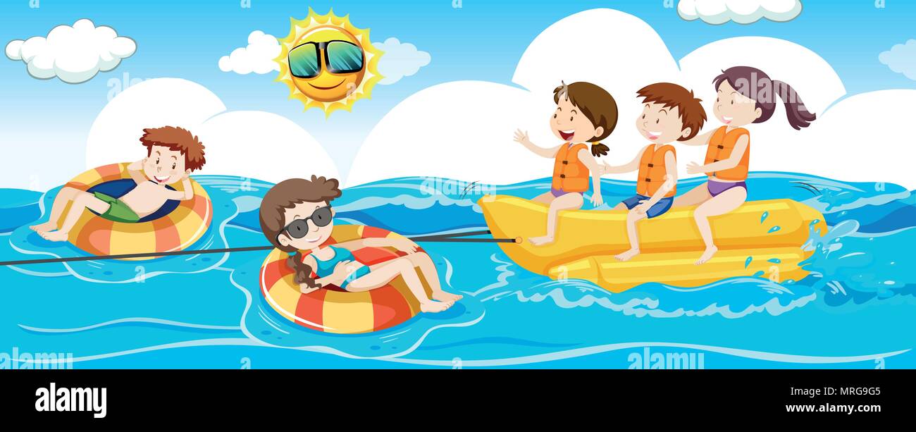 People Enjoy and Beach Activities illustration Stock Vector Image & Art ...